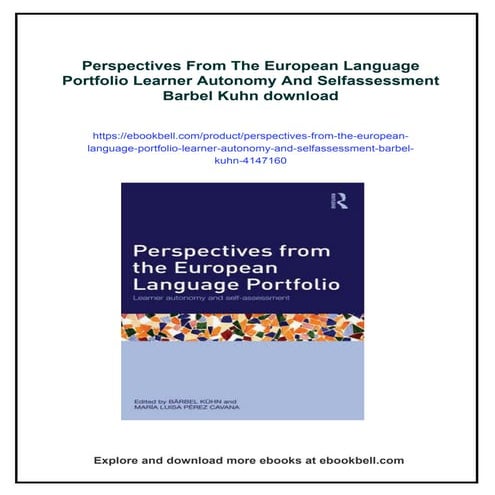 Perspectives From The European Language Portfolio Learner Autonomy And Selfassessment Barbel ...
