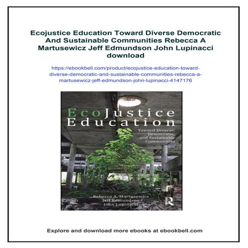 Ecojustice Education Toward Diverse Democratic And Sustainable ...