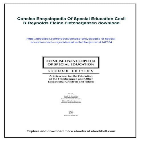 Concise Encyclopedia Of Special Education Cecil R Reynolds Elaine ...