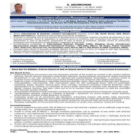 CV_ S Arunkumar -Procurement And Sub Contract | DOCX