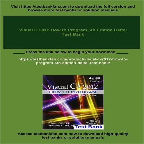Visual C 2012 How to Program 5th Edition Deitel Test Bank | PDF