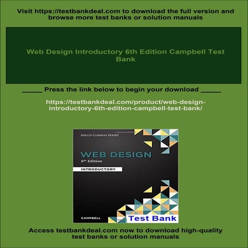 Web Design Introductory 6th Edition Campbell Test Bank | PDF