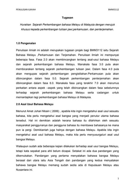 Sejarah perkembangan bahasa melayu | DOCX