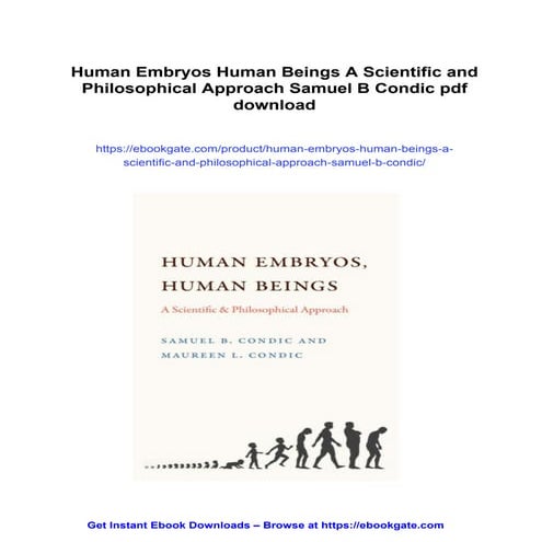 Human Embryos Human Beings A Scientific and Philosophical Approach ...