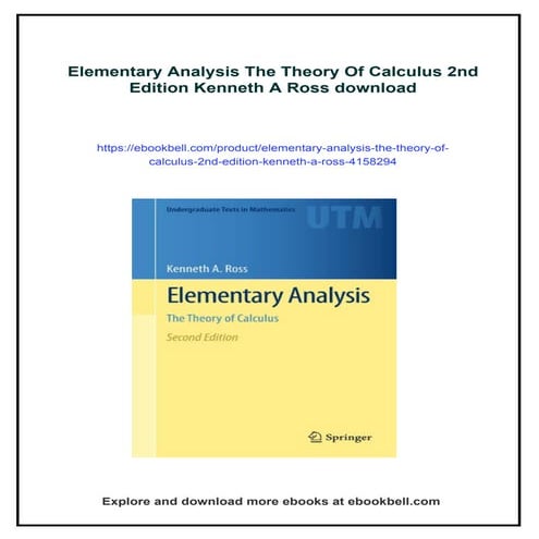 Elementary Analysis The Theory Of Calculus 2nd Edition Kenneth A Ross | PDF