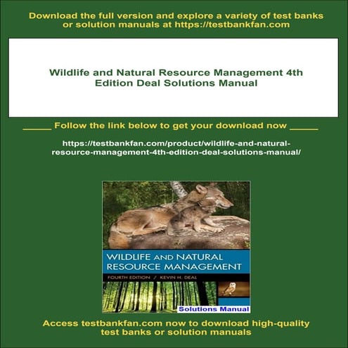 Wildlife and Natural Resource Management 4th Edition Deal Solutions Manual | PDF