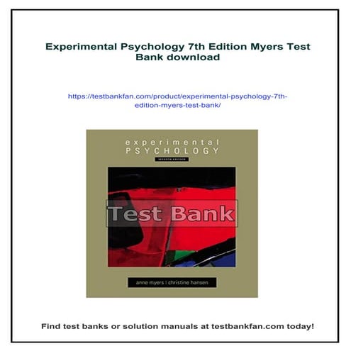 Experimental Psychology 7th Edition Myers Test Bank | PDF