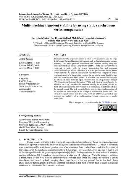 Impact Of Static Synchronous Compensator Statcom Installation In Power