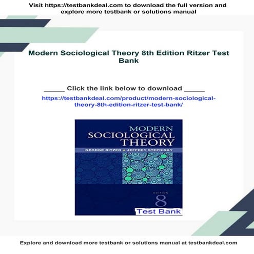 Modern Sociological Theory 8th Edition Ritzer Test Bank | PDF