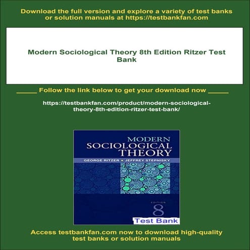 Modern Sociological Theory 8th Edition Ritzer Test Bank | PDF