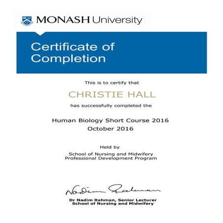 CERTIFICATE OF COMPLETION BIOLOGY | PDF