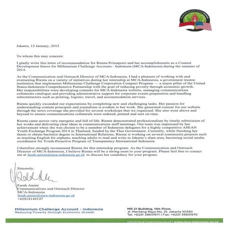 Rienta Recommendation Letter_MCA Indonesia | PDF