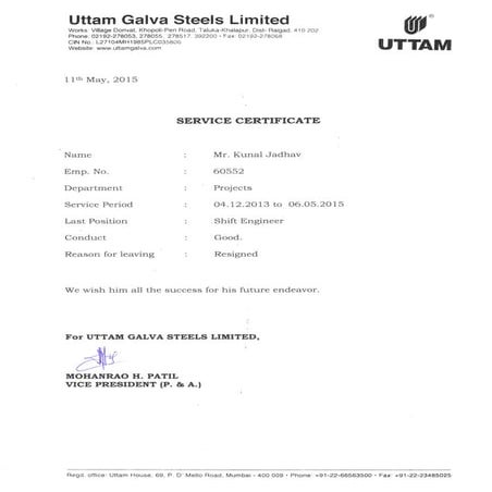 Uttam Galva Release certificate | PDF