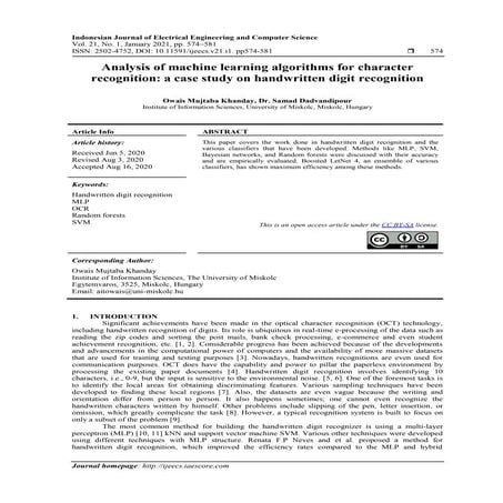 Analysis Of Machine Learning Algorithms For Character Recognition A