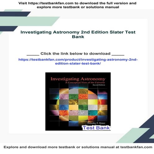 Investigating Astronomy 2nd Edition Slater Test Bank | PDF