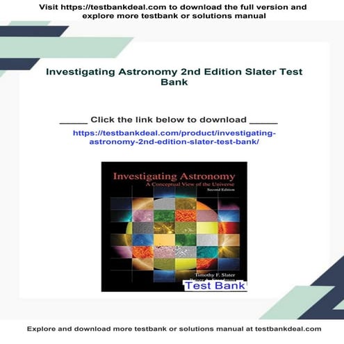 Investigating Astronomy 2nd Edition Slater Test Bank | PDF