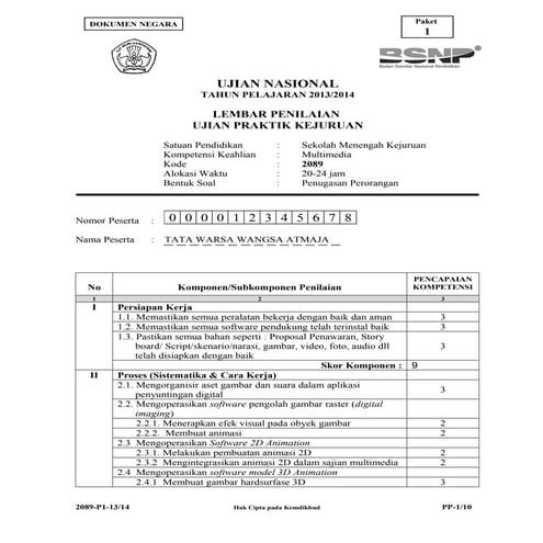 2089 p psp-multimedia contoh penilaian | PDF