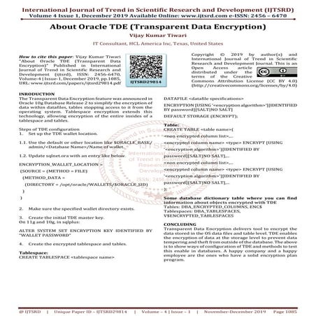 About Oracle TDE (Transparent Data Encryption) | PDF