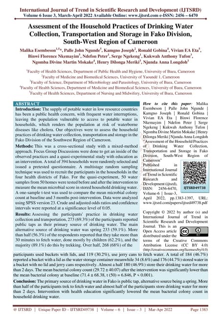Checking of bacterial contamination of water using H2S | PDF