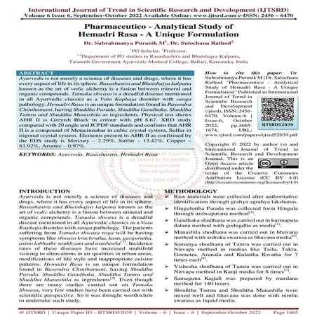 Pharmaceutico Analytical Study of Hemadri Rasa A Unique Formulation | PDF