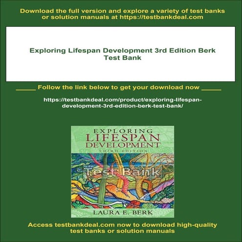 Exploring Lifespan Development 3rd Edition Berk Test Bank | PDF
