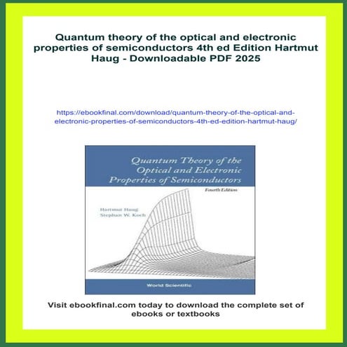Quantum theory of the optical and electronic properties of semiconductors 4th ed Edition Hartmut ...