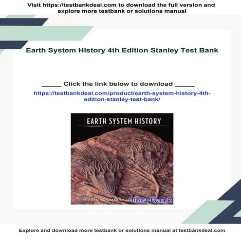 Earth System History 4th Edition Stanley Test Bank | PDF