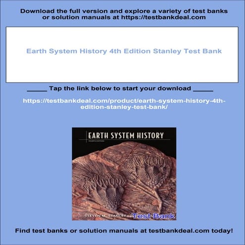 Earth System History 4th Edition Stanley Test Bank | PDF