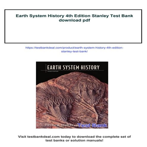 Earth System History 4th Edition Stanley Test Bank | PDF