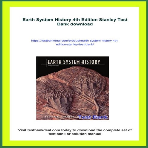 Earth System History 4th Edition Stanley Test Bank | PDF