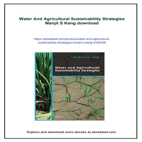 Water And Agricultural Sustainability Strategies Manjit S Kang | PDF