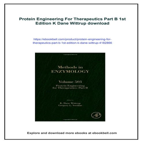Protein Engineering For Therapeutics Part B 1st Edition K Dane Wittrup ...