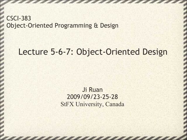 Csci 383 Lecture 5 6 7 Object Oriented Design Ppt