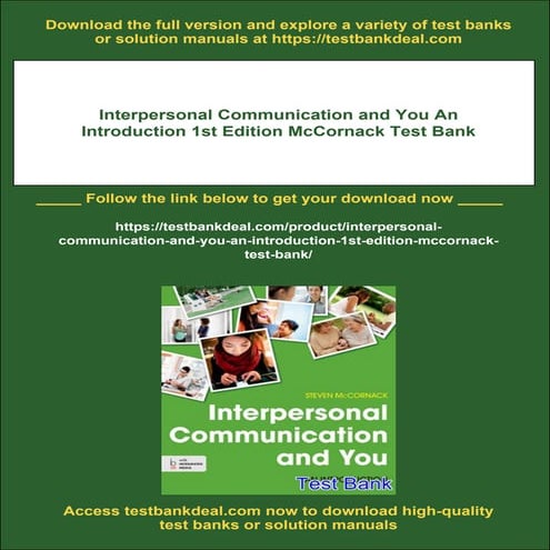 Interpersonal Communication and You An Introduction 1st Edition ...