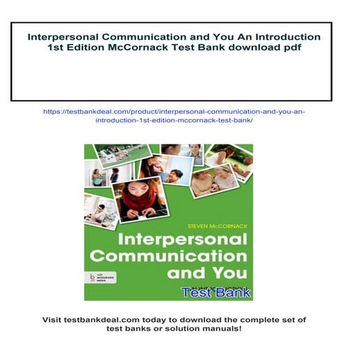 Interpersonal Communication and You An Introduction 1st Edition ...
