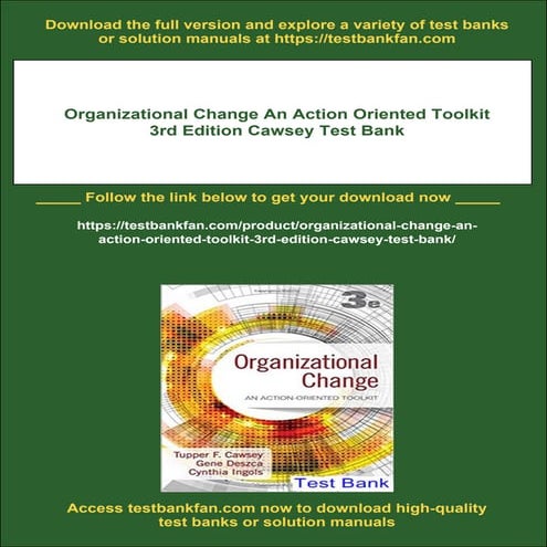 Organizational Change An Action Oriented Toolkit 3rd Edition Cawsey ...