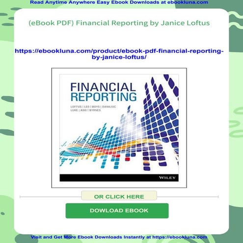 (eBook PDF) Financial Reporting by Janice Loftus | PDF