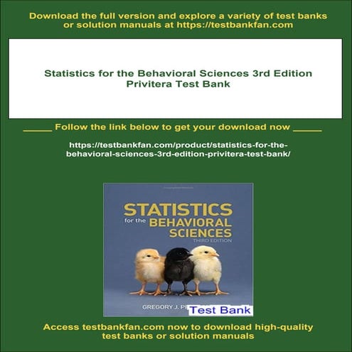 Statistics for the Behavioral Sciences 3rd Edition Privitera Test Bank ...