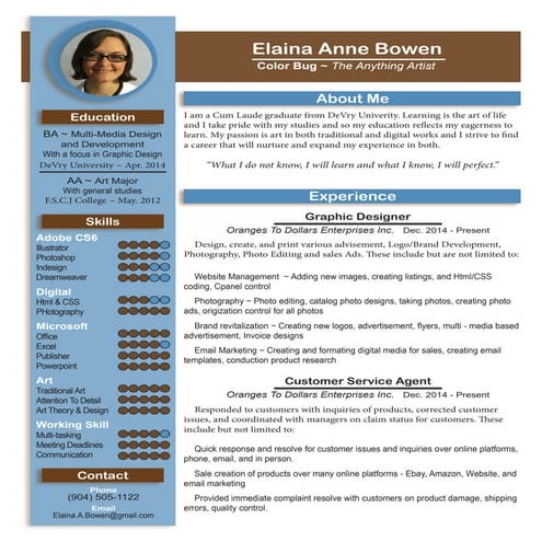 Indesign Resume - Elaina Bowen | PDF