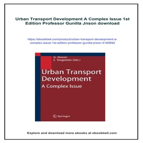 Urban Transport Development A Complex Issue 1st Edition Professor ...