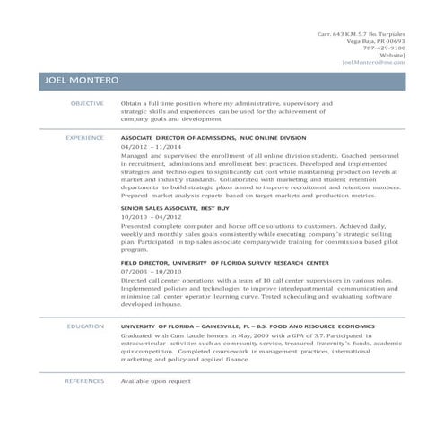 JMontero Resume 122014 SO | PDF