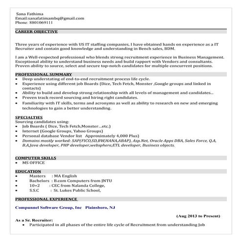 Sana fatima IT RESUME | PDF