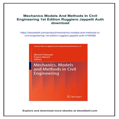Mechanics Models And Methods In Civil Engineering 1st Edition Ruggiero ...