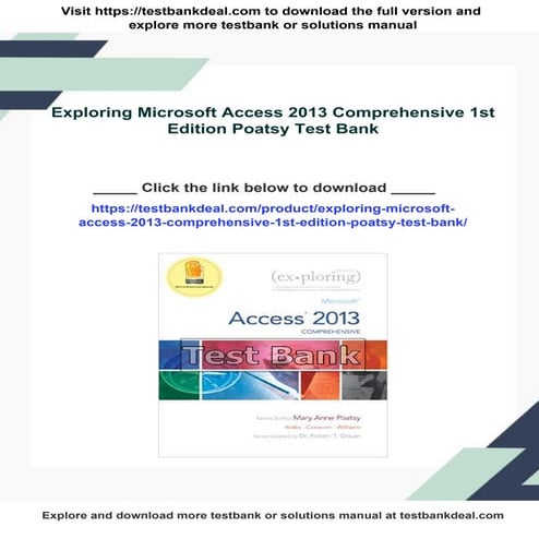 Exploring Microsoft Access 2013 Comprehensive 1st Edition Poatsy Test ...