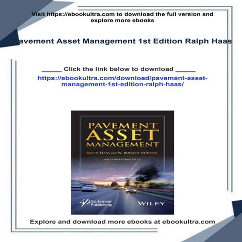Pavement Asset Management 1st Edition Ralph Haas | PDF