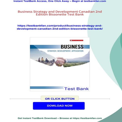 Business Strategy and Development Canadian 2nd Edition Bissonette Test ...