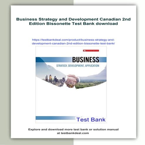 Business Strategy and Development Canadian 2nd Edition Bissonette Test ...