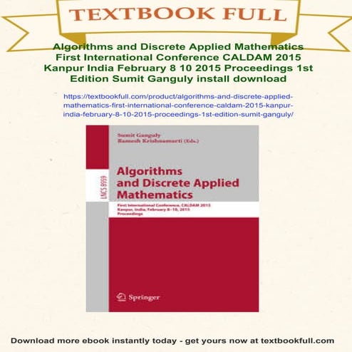 Algorithms and Discrete Applied Mathematics First International ...