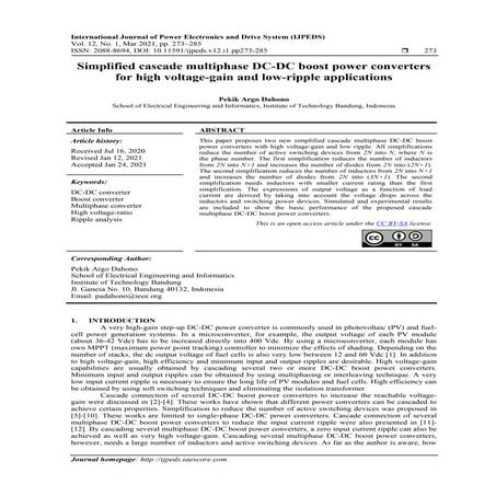 Simplified Cascade Multiphase Dc Dc Boost Power Converters For High