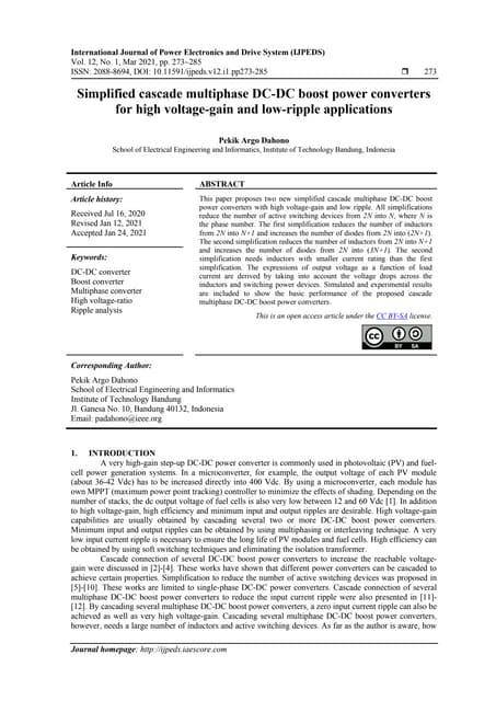 Simplified Cascade Multiphase Dc Dc Boost Power Converters For High